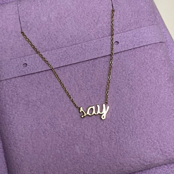 Sparkle Society | Jewelry | 4k Solid Yellow Gold Cursive Name Necklace ...